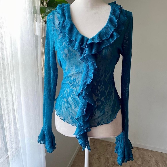 Newport News | Tops | Vintage Lace Ruffle Top | Poshmark